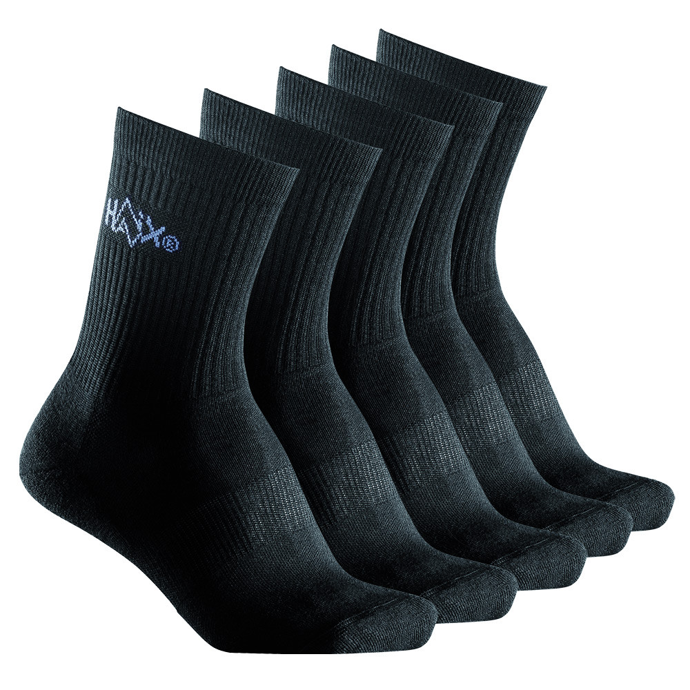 HAIX Functional High Tech Socks - 5 Pk | Black Wool Blend Socks